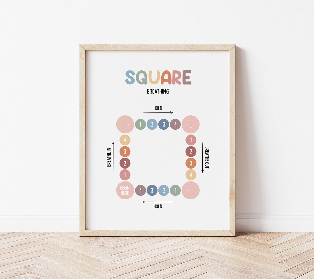 Box Breathing Poster Breathing Square Calming Corner Print Mental ...