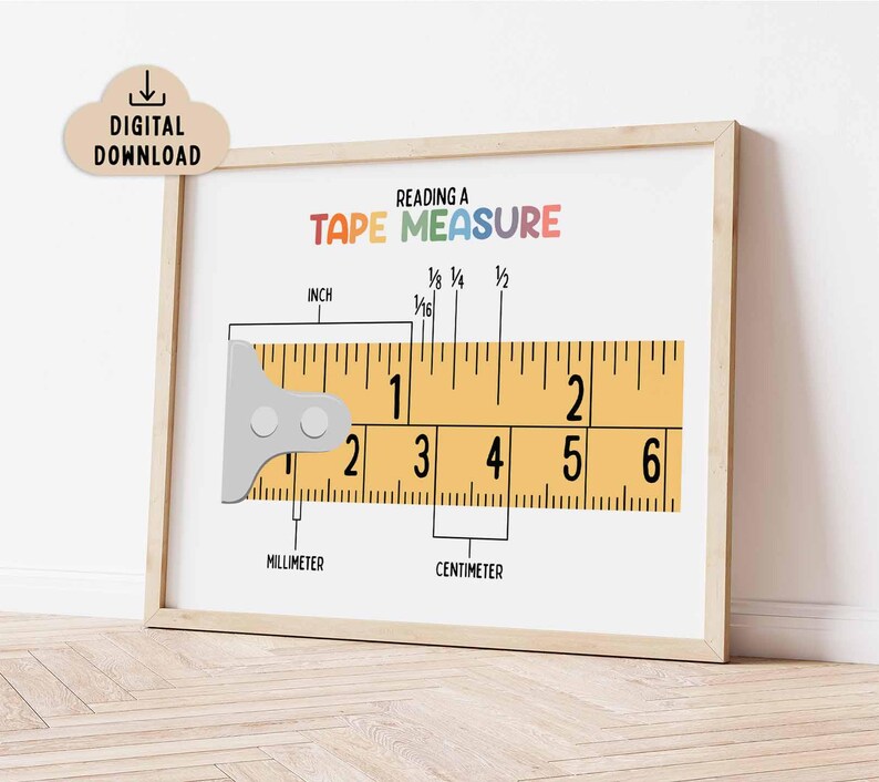 Reading a Tape Measure Printable, BRIGHT Colors (digital Download ...