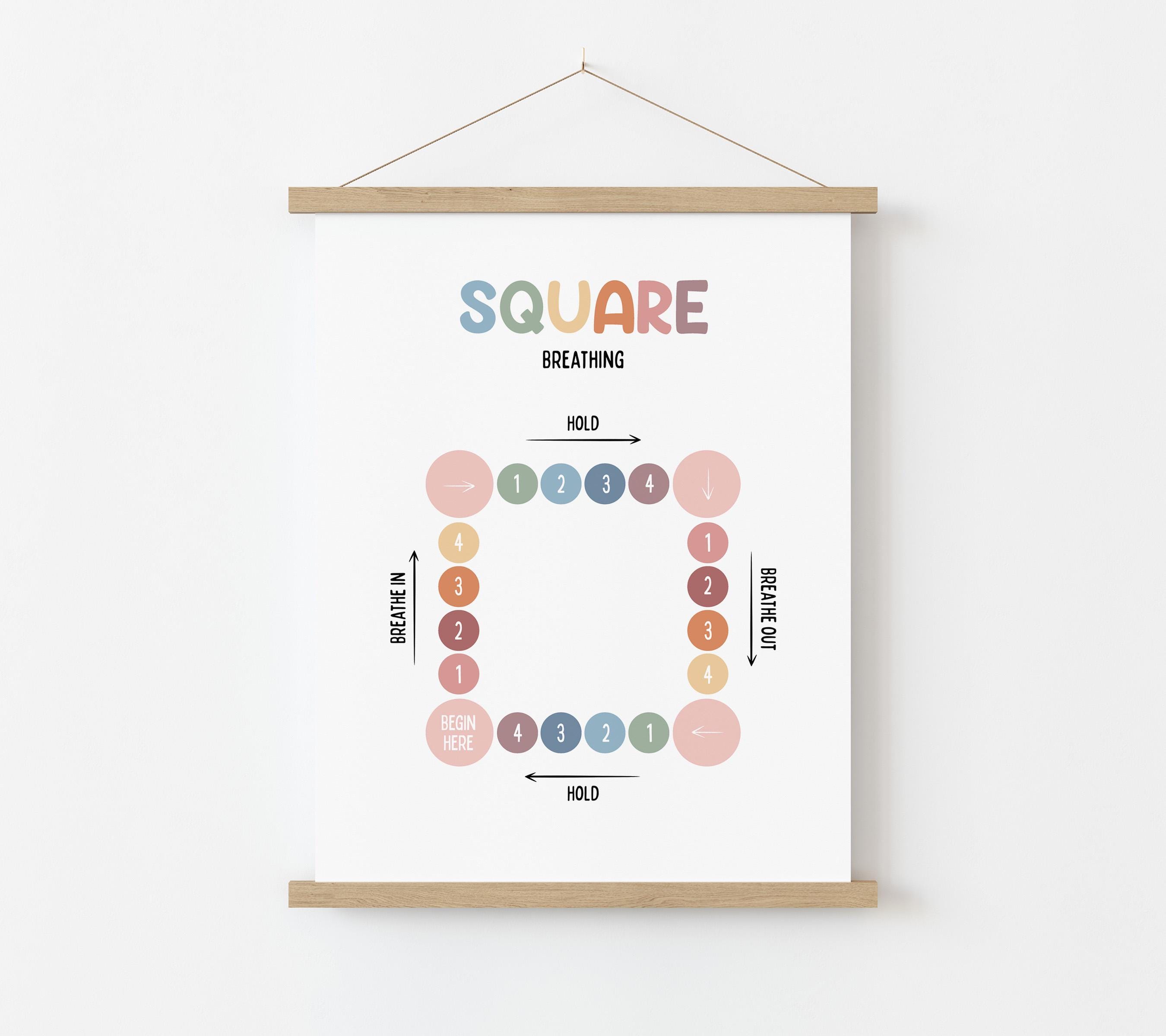 Box Breathing Poster Breathing Square Calming Corner Print Mental ...