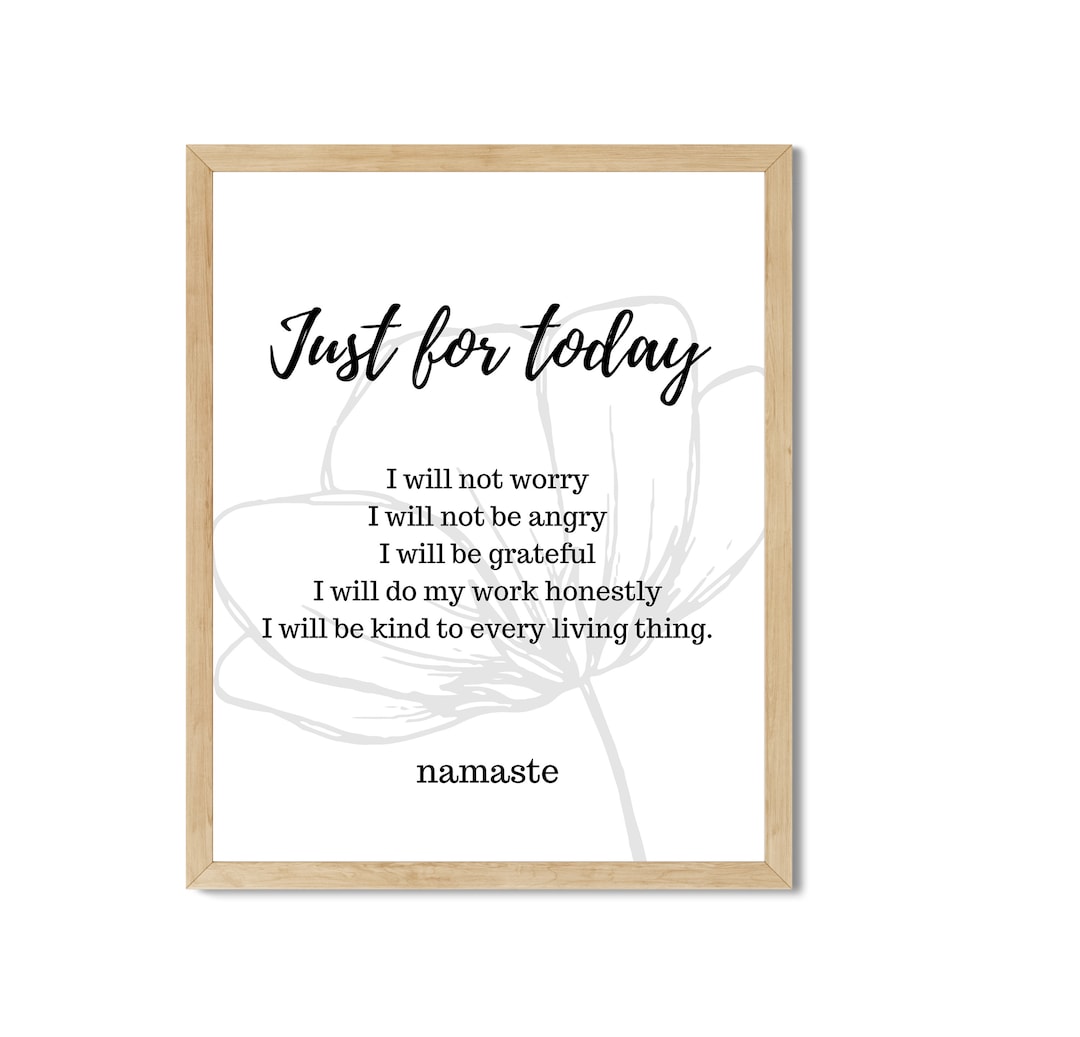 Just for Today Print Printable Art Typography Home Decor Instant ...