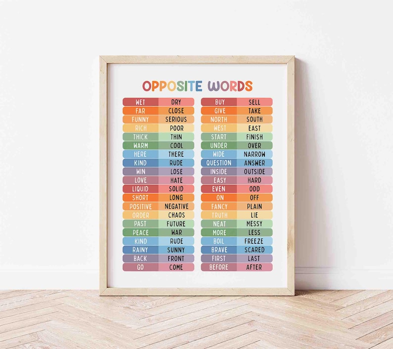 Opposite Words Posters: BRIGHT, Homeschool Wall Art, Classroom Decor ...