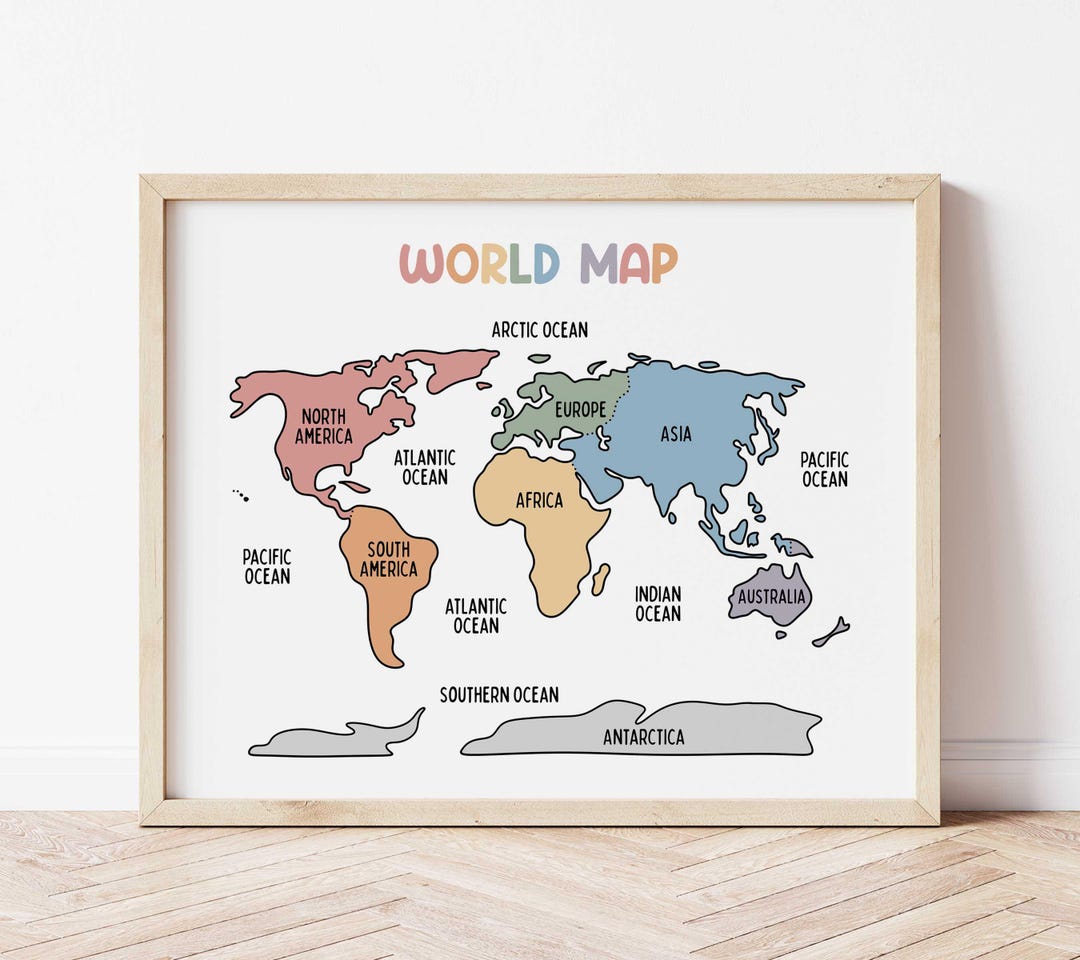 World Map Poster | Homeschool Map Wall Art | Classroom Decor | World ...