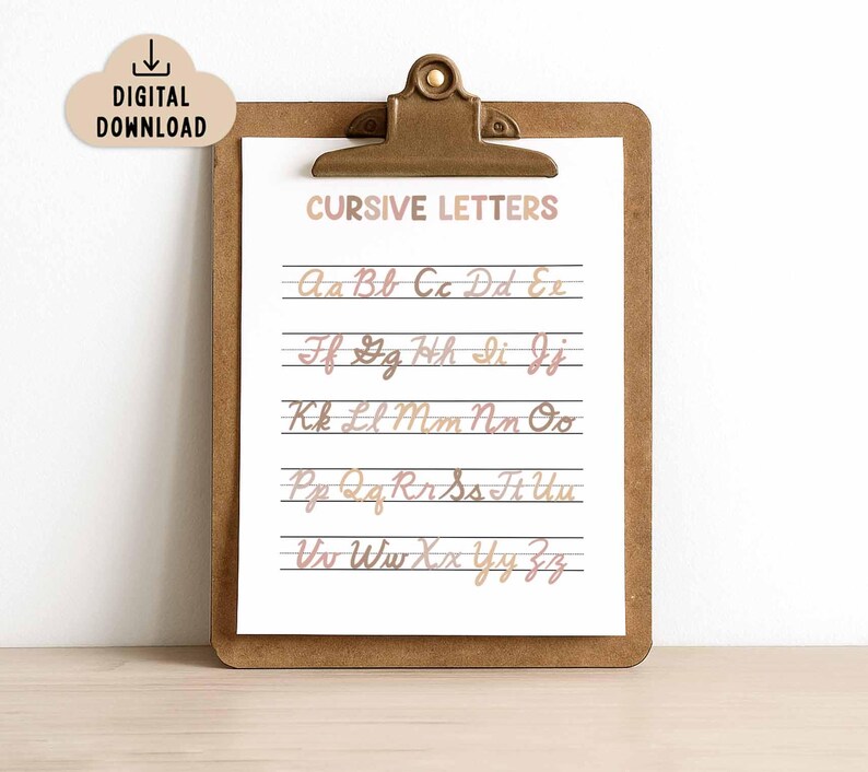 Cursive Letters Printable Poster BOHO (digital Download) Classroom ...