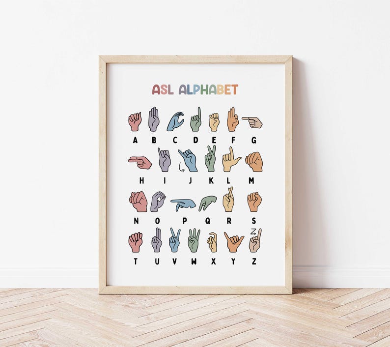 ASL Alphabet Poster | Homeschool Wall Art | Classroom Decor | Deaf ...