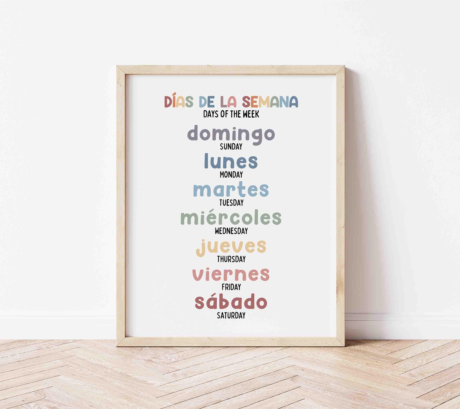 Bilingual Days of the Week Posters for Kids | Set of 2 Prints | Wall ...