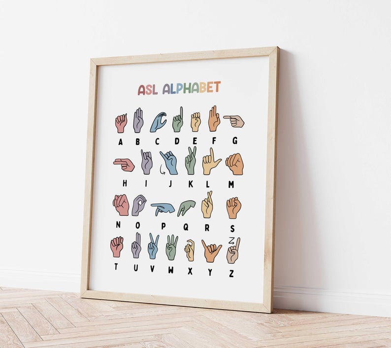 ASL Alphabet Poster | Homeschool Wall Art | Classroom Decor | Deaf ...
