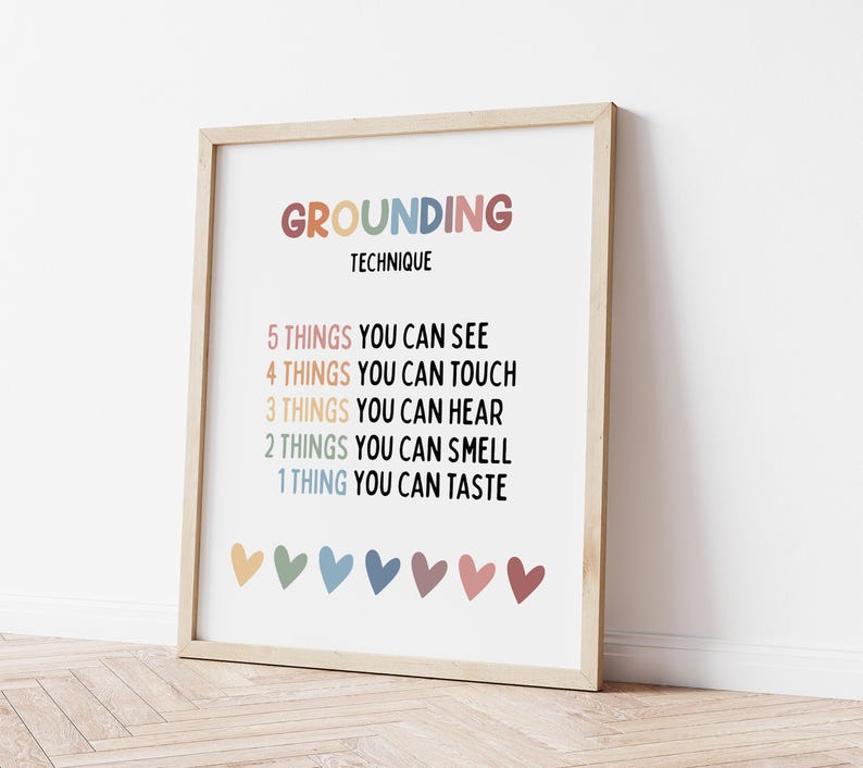 Grounding Technique Poster | Therapy Poster | Feelings Poster | Self ...