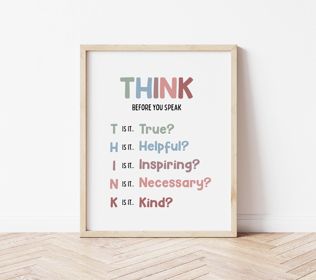 Think Before You Speak Poster | Therapy Poster | Feelings Print | Self ...