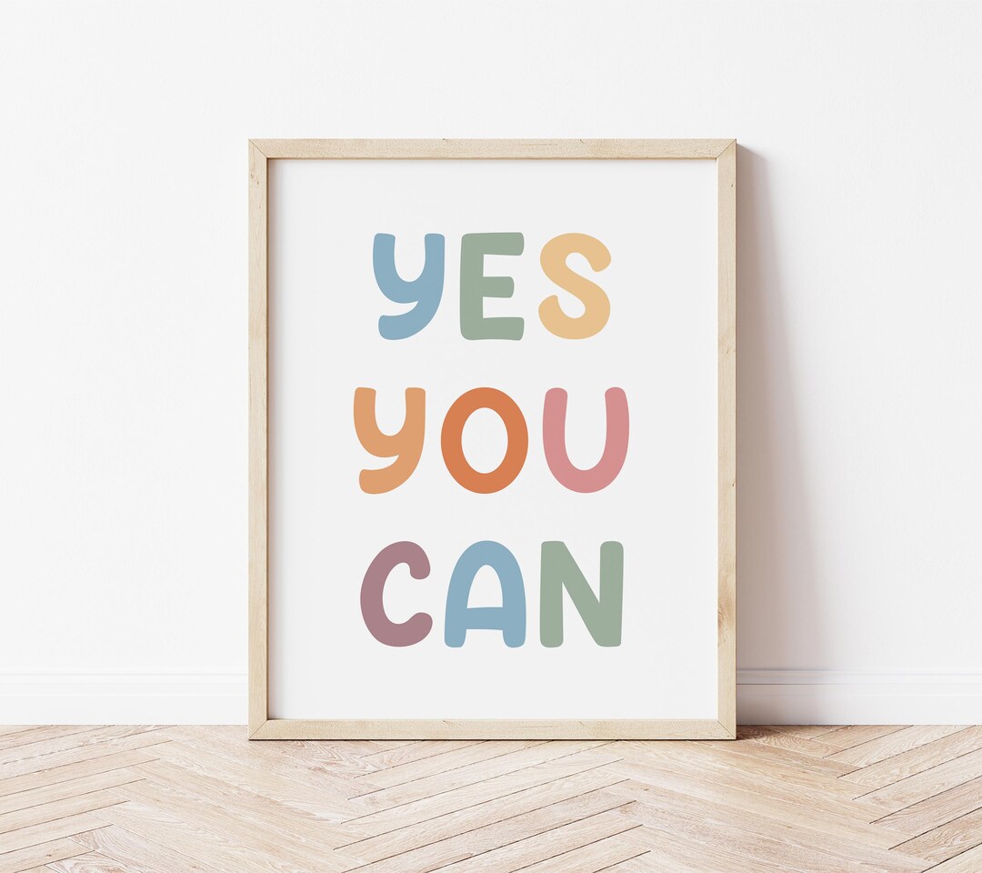 YES YOU CAN Poster | Instant Download Printable | Kids Wall Art Print ...
