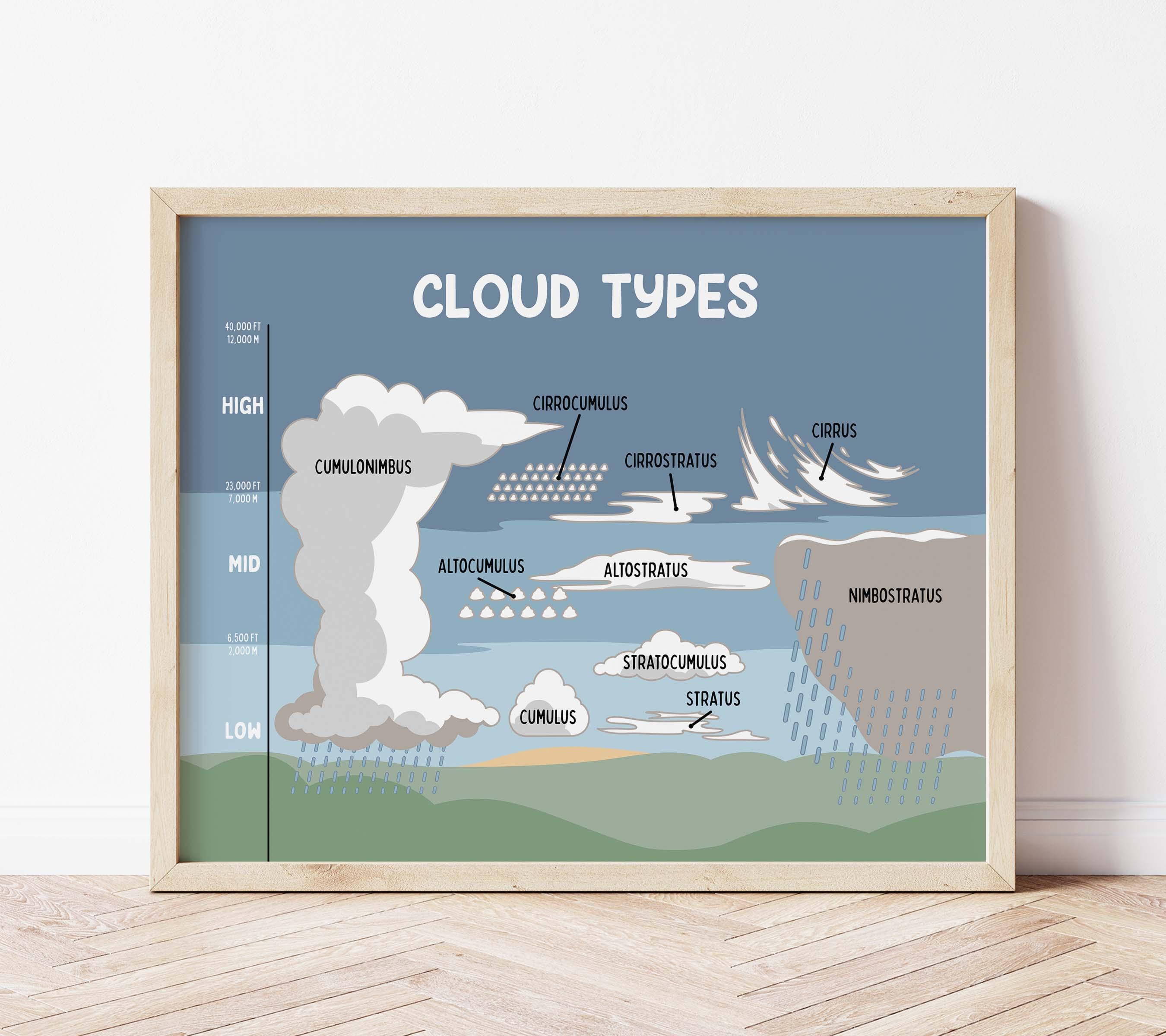 Cloud Types Poster for Kids | Homeschool Wall Art | Science Classroom ...