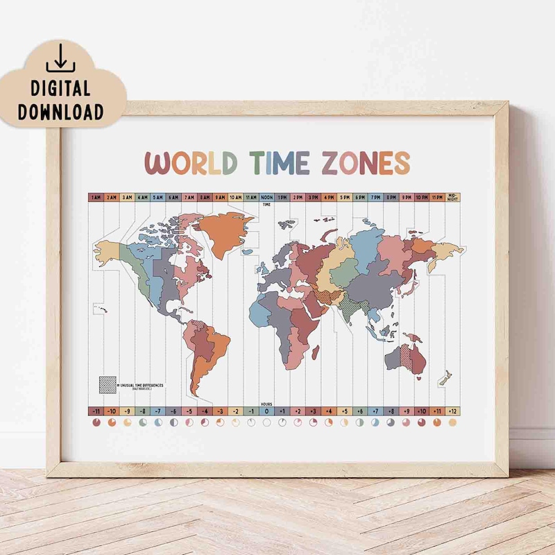 World Map Wall Clock - Etsy