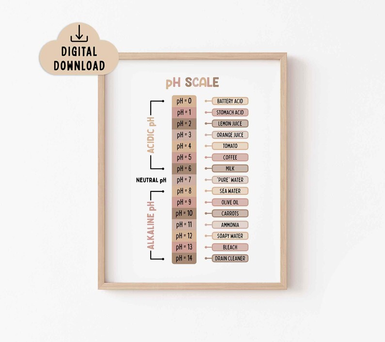Ph Scale Educational Poster Printable, BOHO Colors (digital Download ...