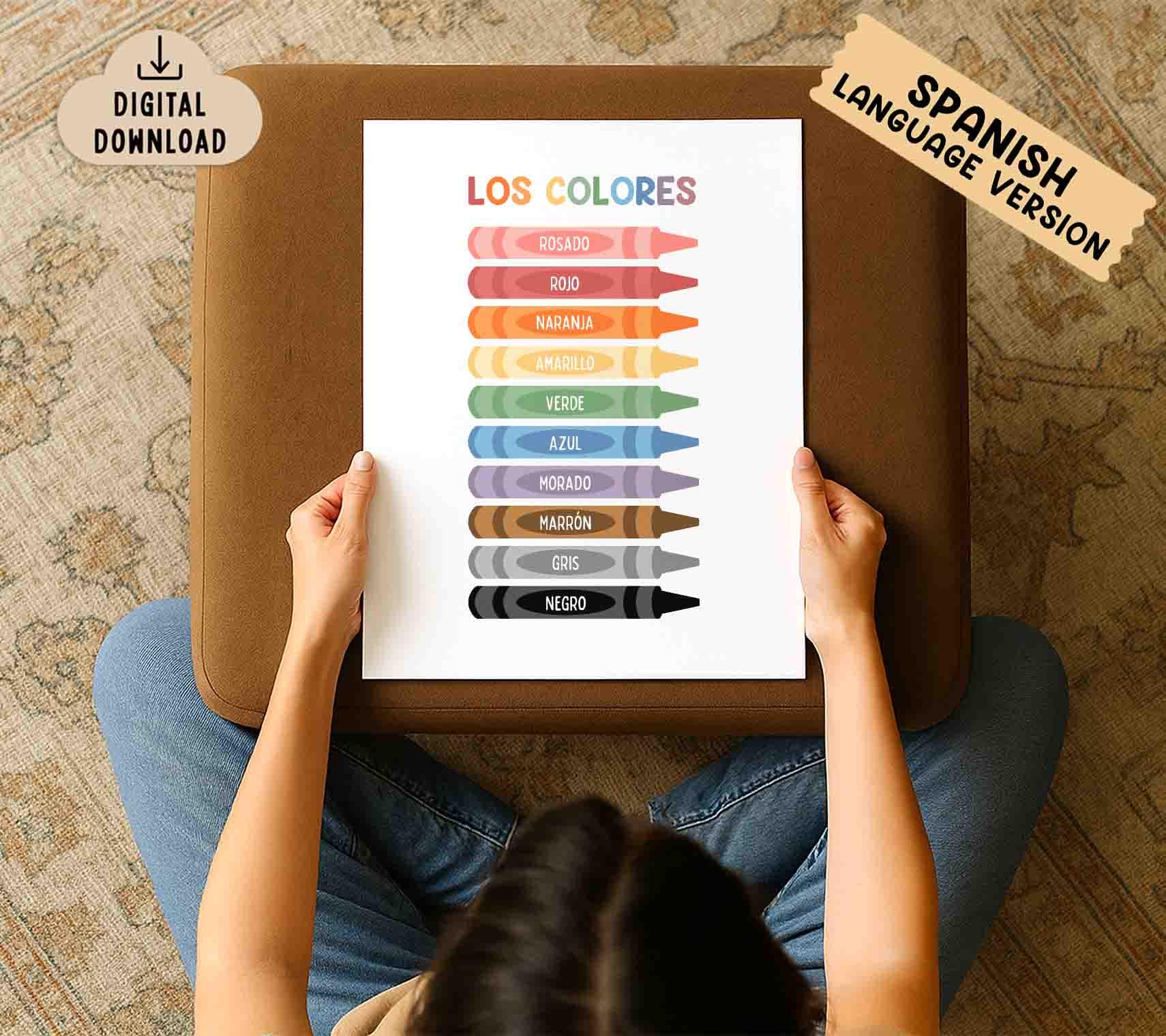Los Colores Poster, (digital Download) Learn Colors in Spanish Language ...