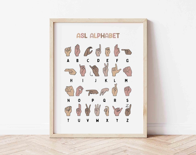 ASL Deaf Awareness Alphabet Printable Art Wall Decor - Sign Language ...