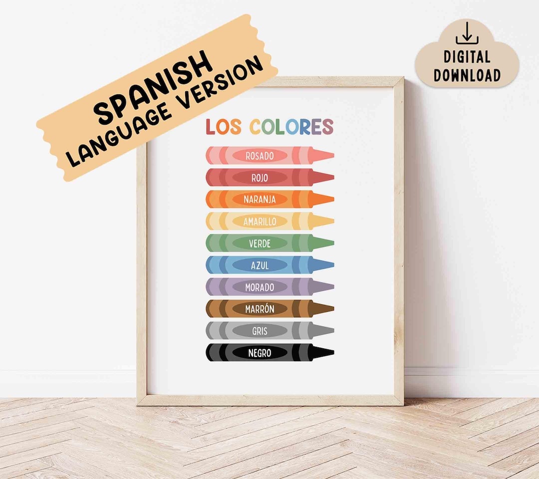 Los Colores Poster, (digital Download) Learn Colors in Spanish Language ...