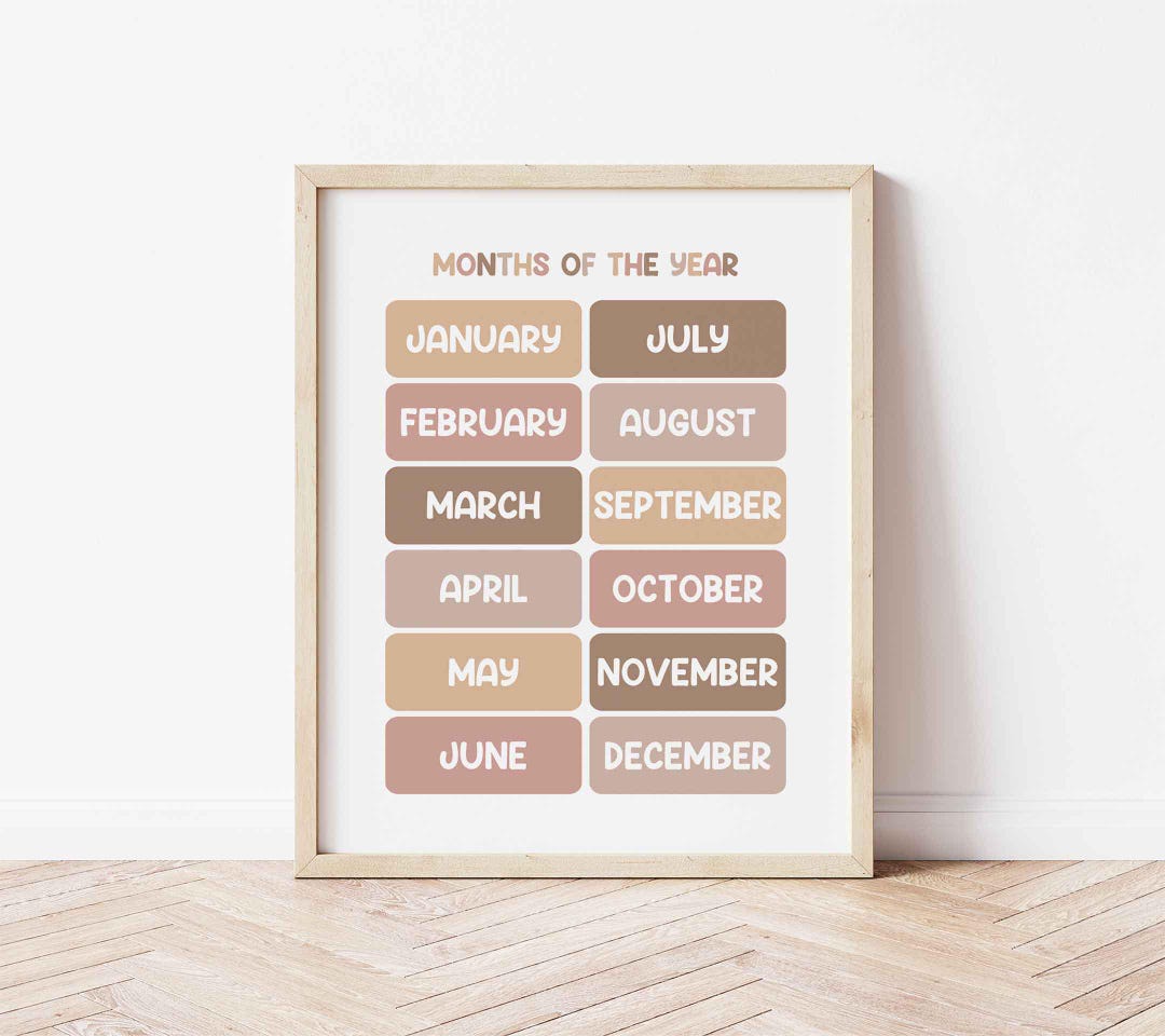 Months of the Year Printable BOHO Colors (digital Download) Early ...