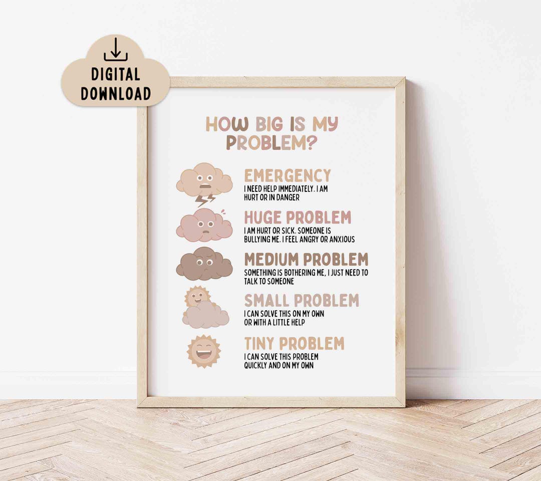 How Big is My Problem Poster, BOHO, Kids Mental Health Therapy Poster ...