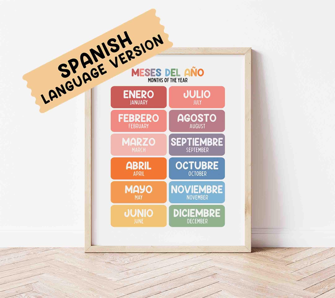 Meses Del Ano: Months of the Year Bilingual Printable in Spanish and ...