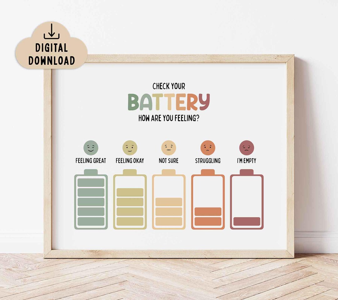 Battery Check Poster (digital Download) Check Your Battery Calming ...