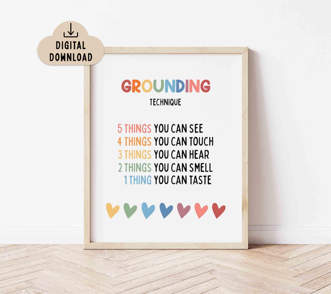Grounding Technique Poster, BRIGHT Colors (digital Download), Therapy ...