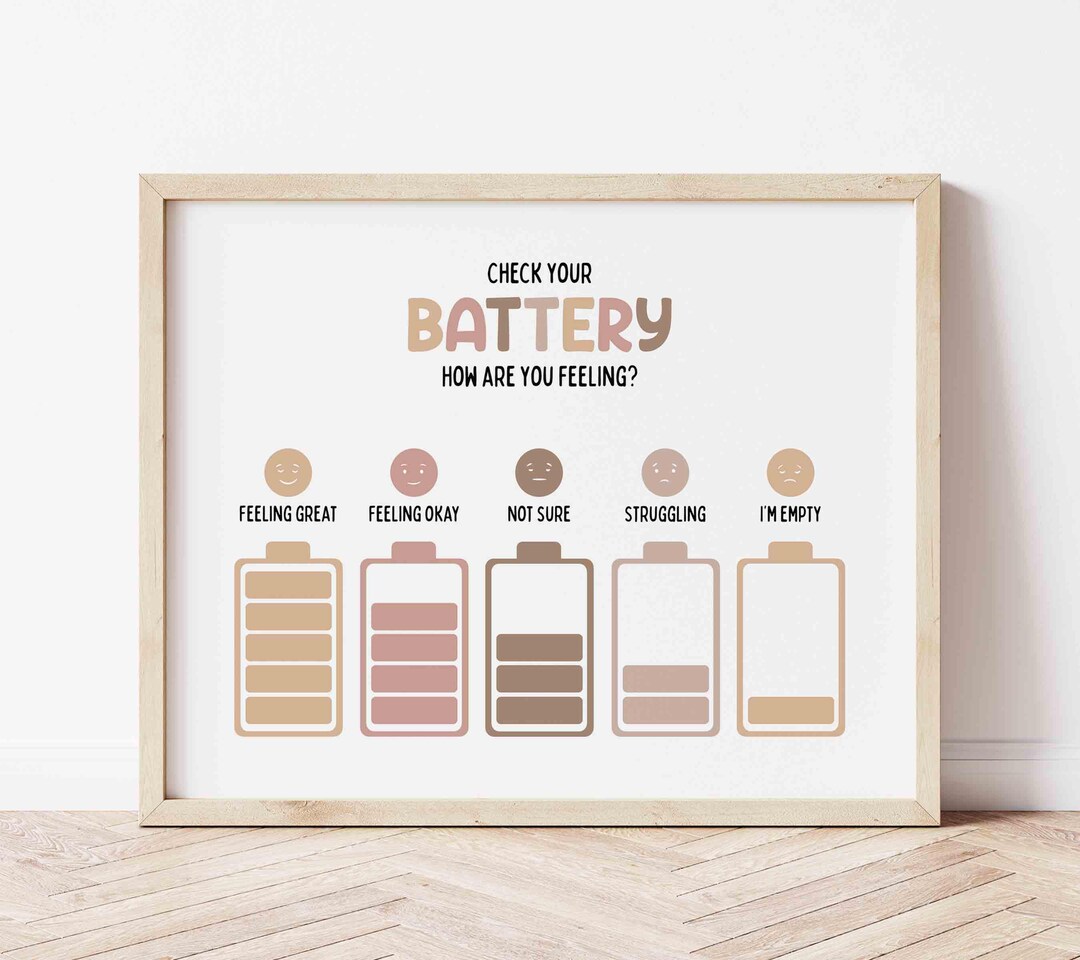 Battery Check Poster BOHO | Calming Corner Print | Printable Feelings ...
