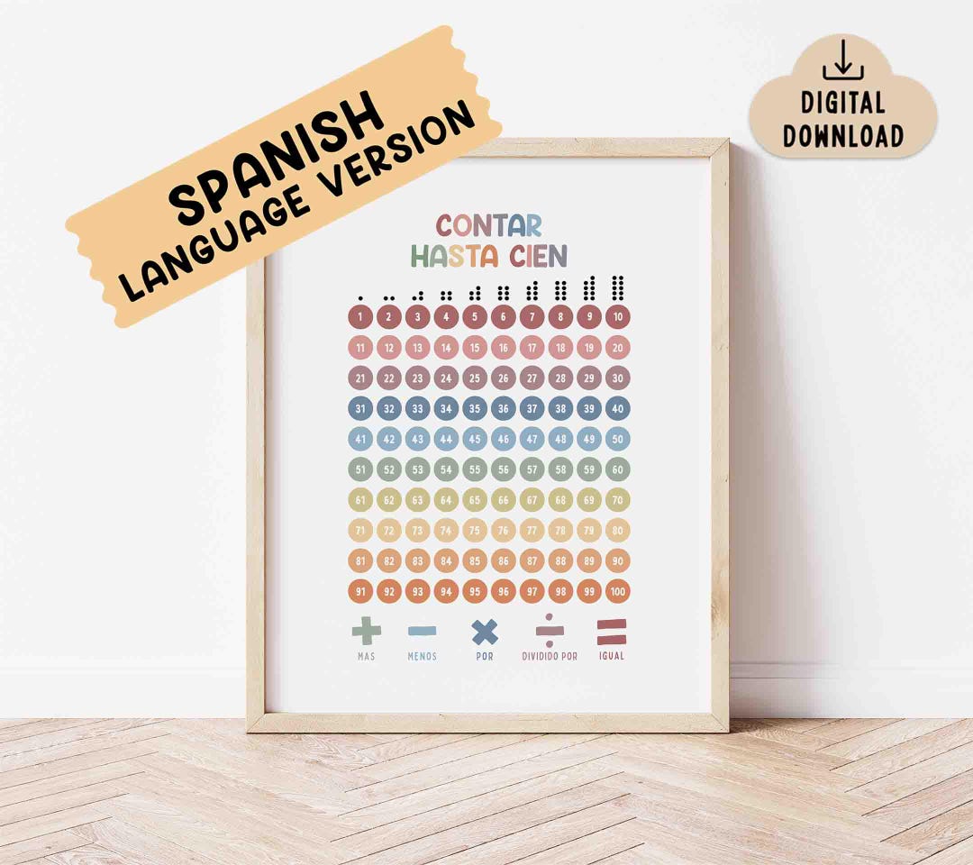 Count to 100 Spanish Language (digital Download) Contar Hasta Cien ...