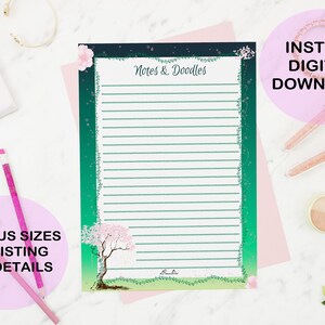 Printable Cherry Tree Notes and Doodles Page,digital Note,printable ...