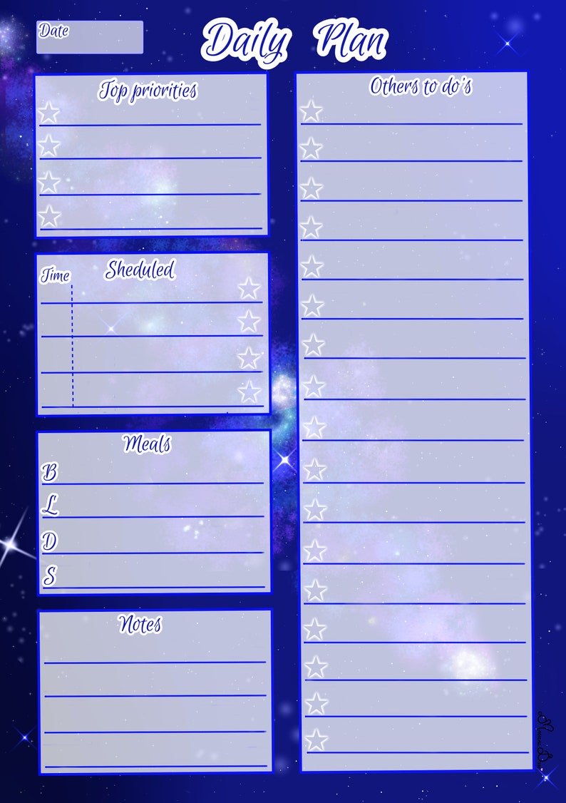 Galaxy Printable Planner,digital Planner Galaxy ,cute Daily Checklist ...