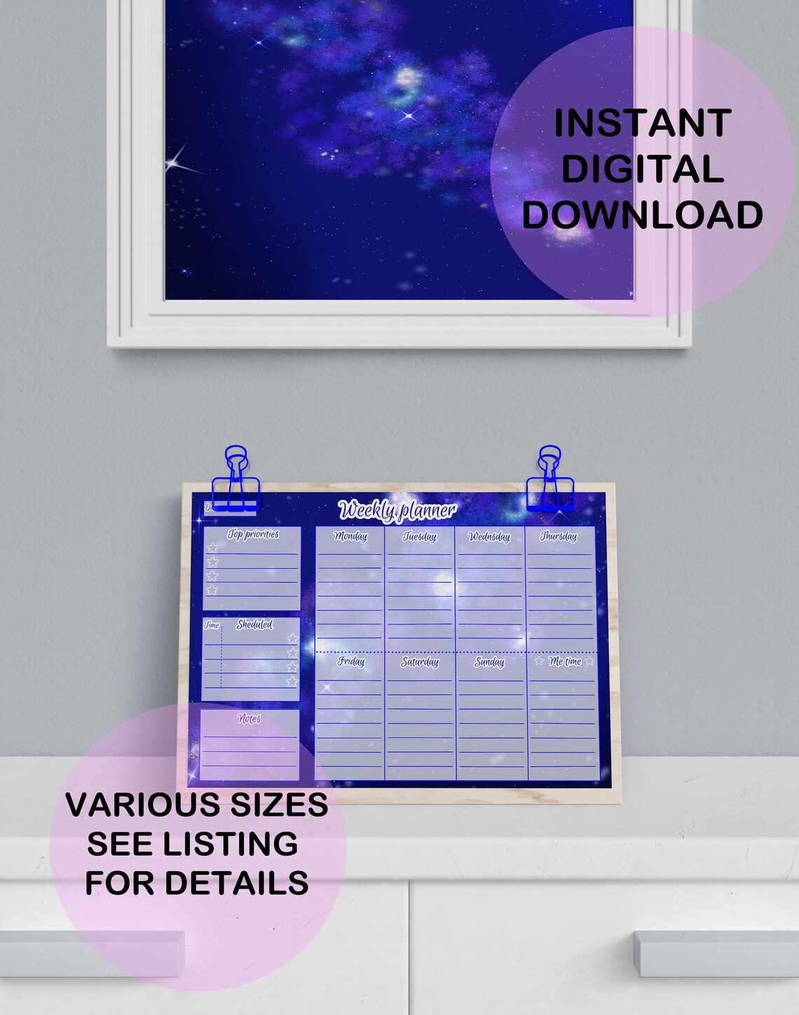 Printable Galaxy Weekly Planner,digital Weekly Planner,weekly to Do ...