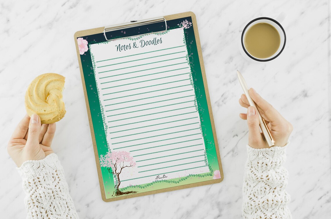 Printable Cherry Tree Notes and Doodles Page,digital Note,printable ...