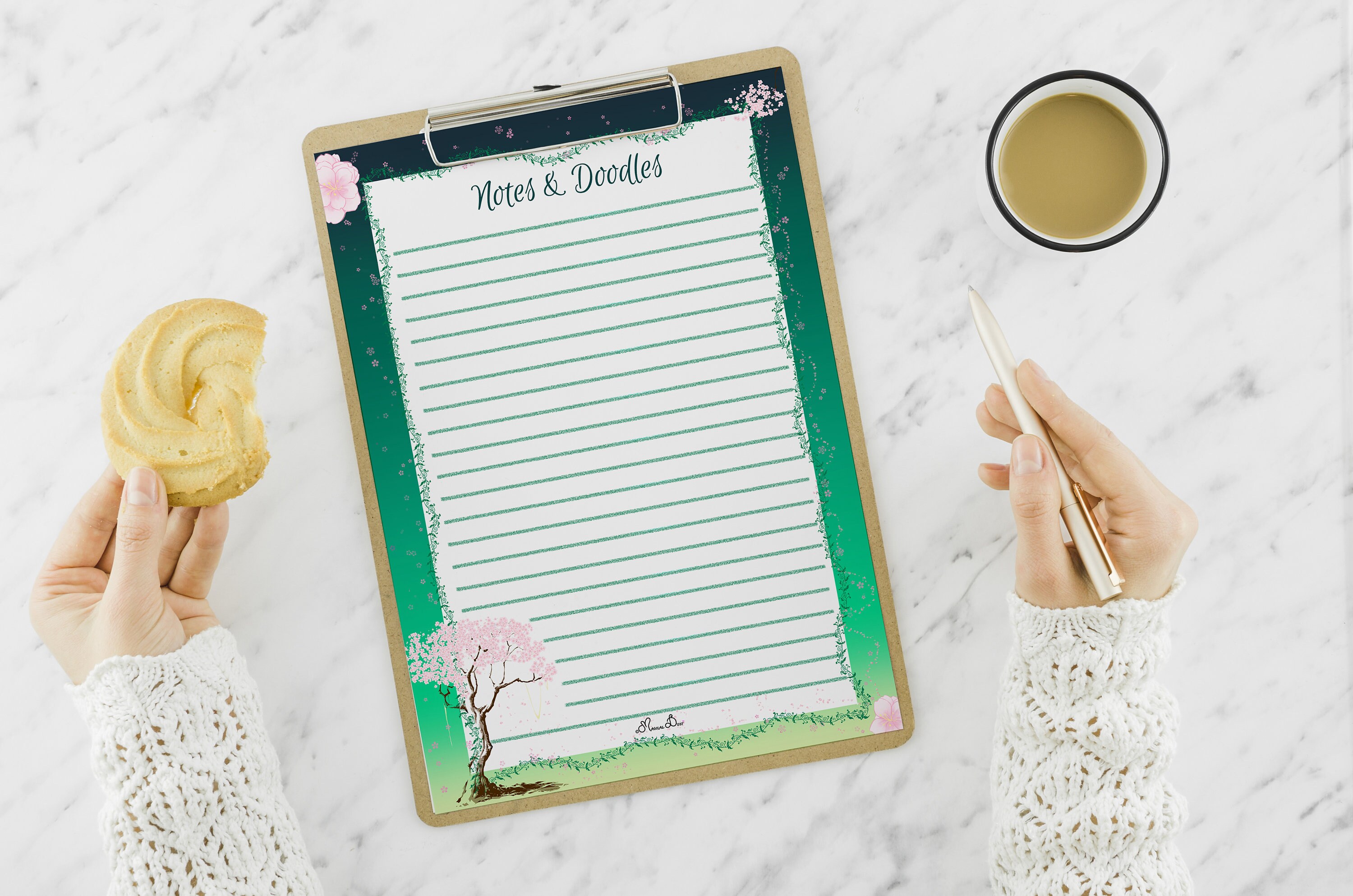 Printable Cherry Tree Notes and Doodles Page,digital Note,printable ...