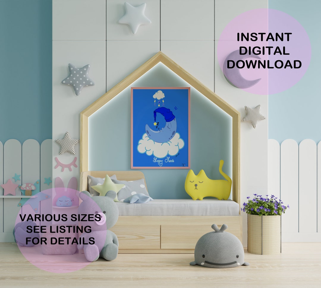 Digital Moon Print,printable Cute Print,moon Print,moon Printable,moon ...