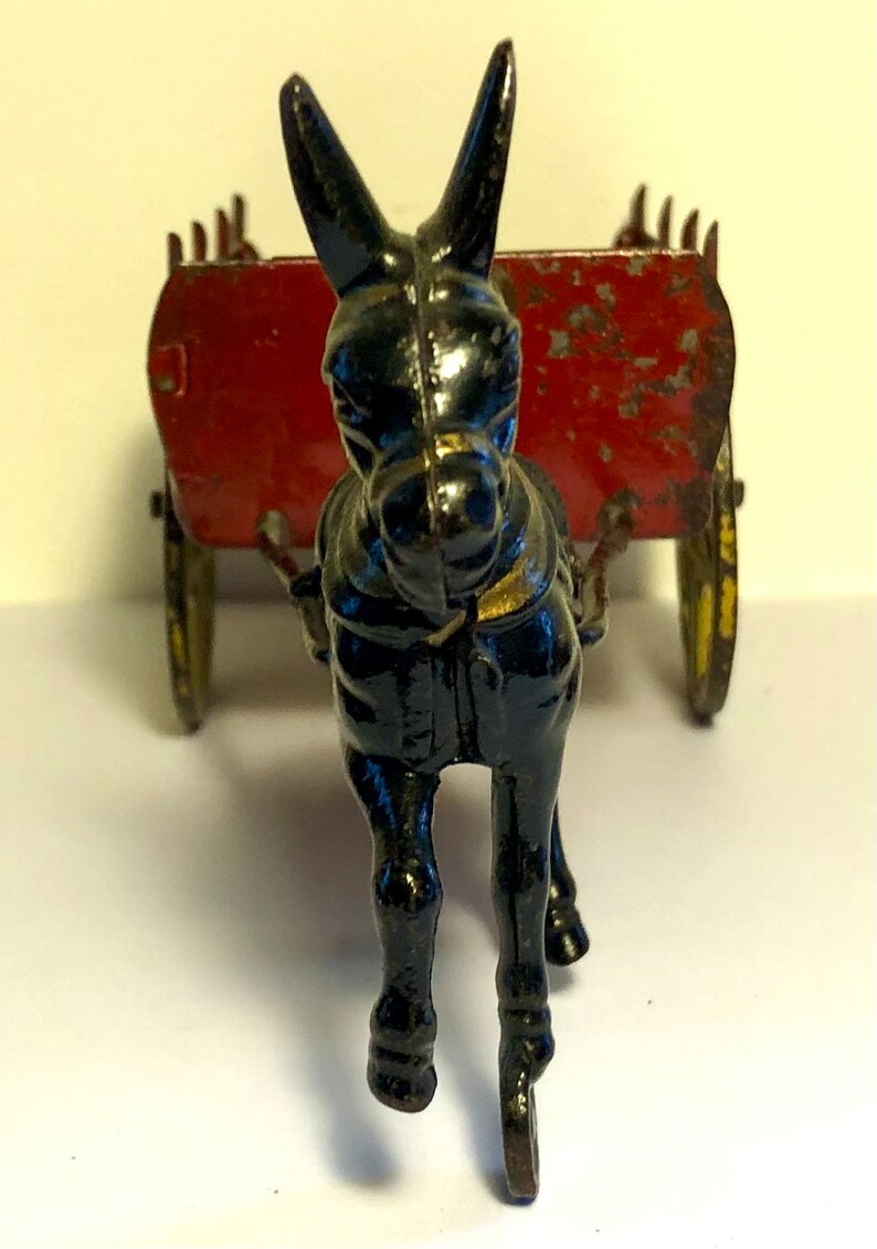 RARE Early 1920's Tin & Cast Iron Donkey Drawn "dray W/ Star Wheels ...