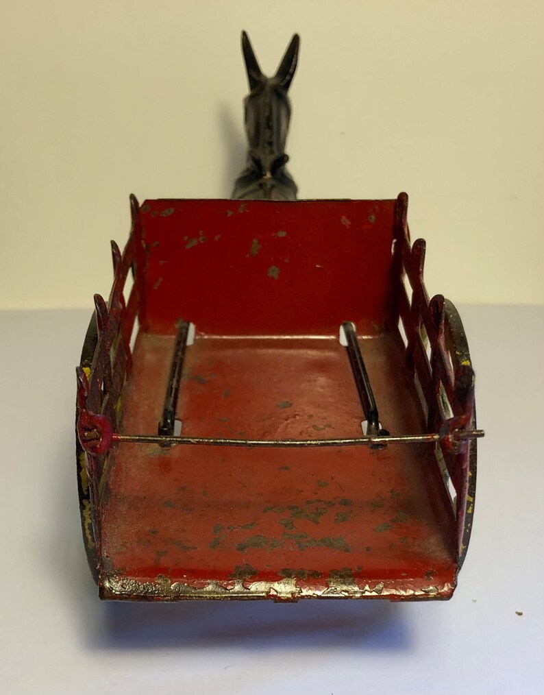RARE Early 1920's Tin & Cast Iron Donkey Drawn "dray W/ Star Wheels ...