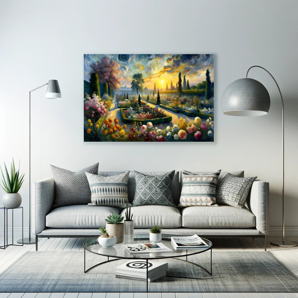 Large Canvas Wall Art, Garden in Bloom at Versailles Sunrise Big Canvas ...