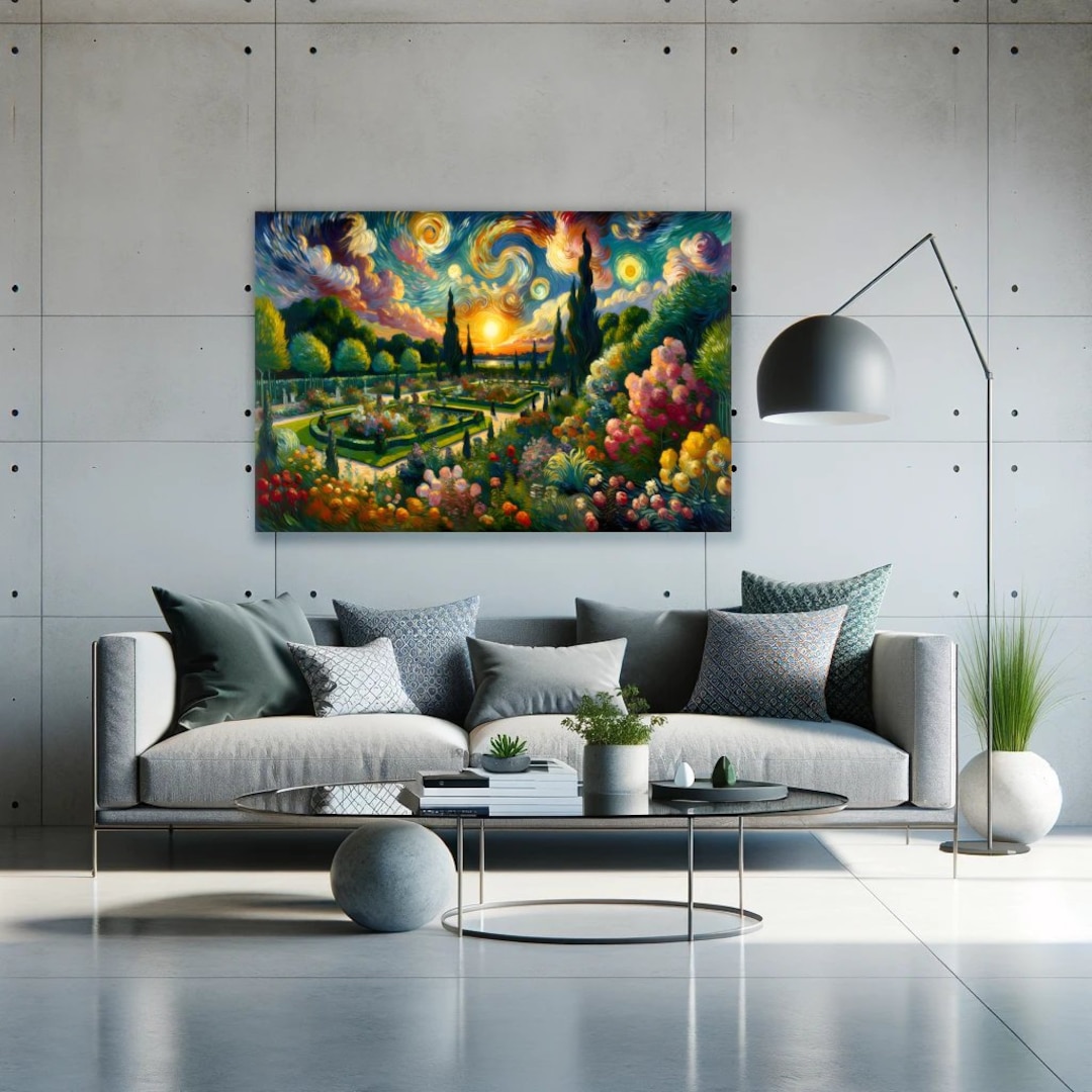 Van Gogh Large Canvas Wall Art, Garden in Bloom at Versailles Sunset ...