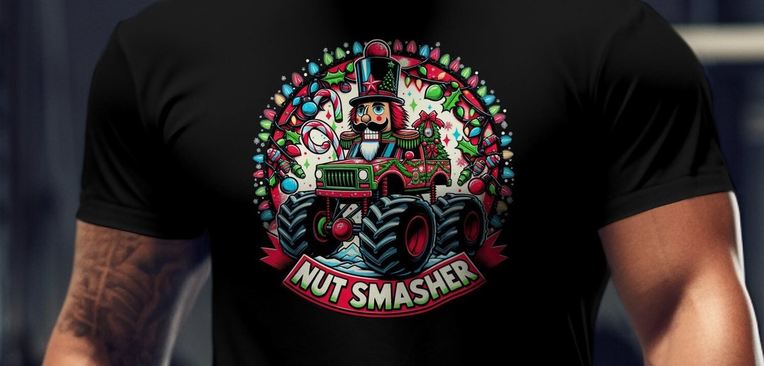 Nutcracker Monster Truck Shirt, Nut Smasher, Christmas Lights, Merry ...
