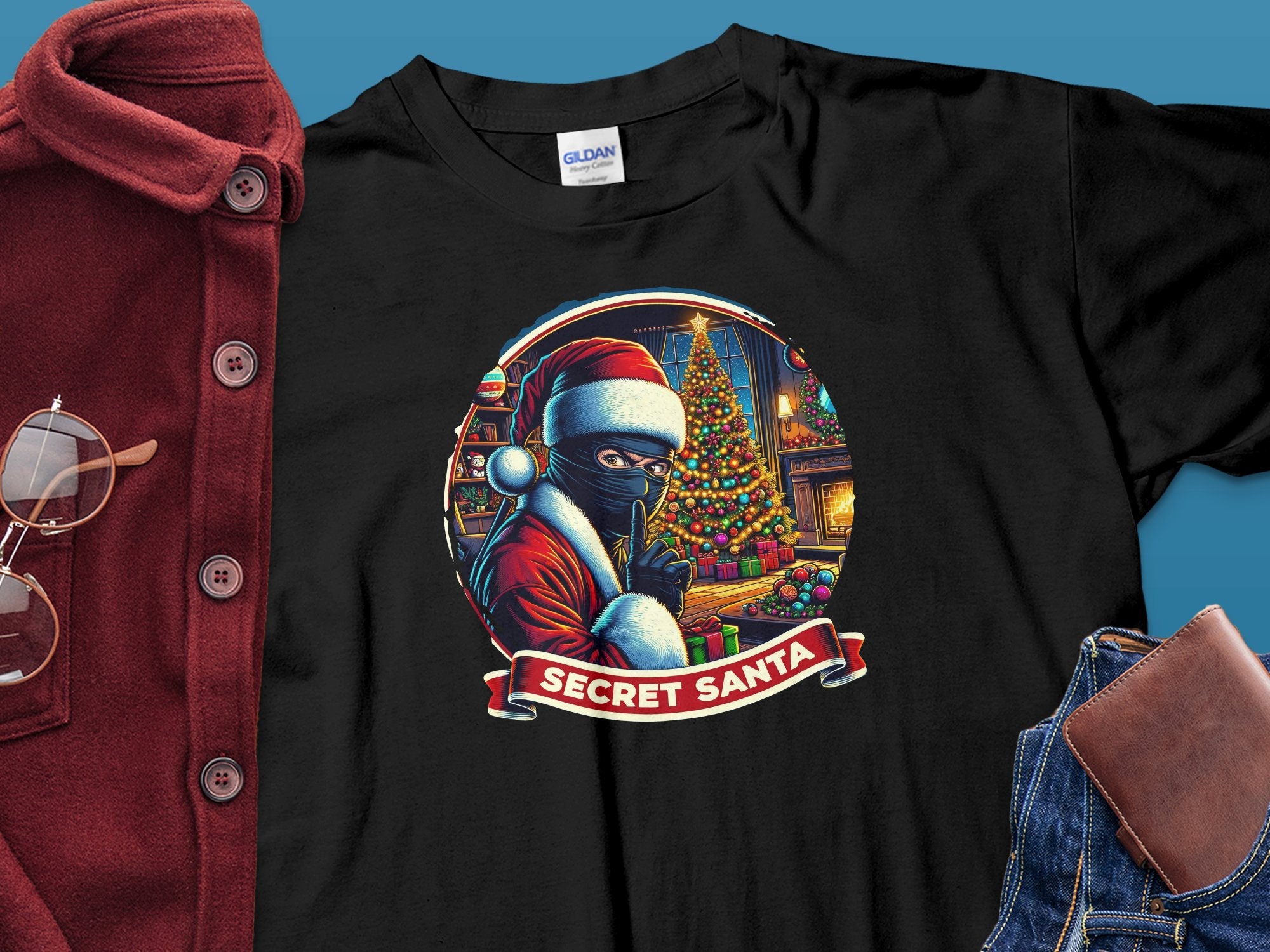 Secret Santa Shirt, Ninja Santa Claus Christmas T-shirt, Funny Secret ...