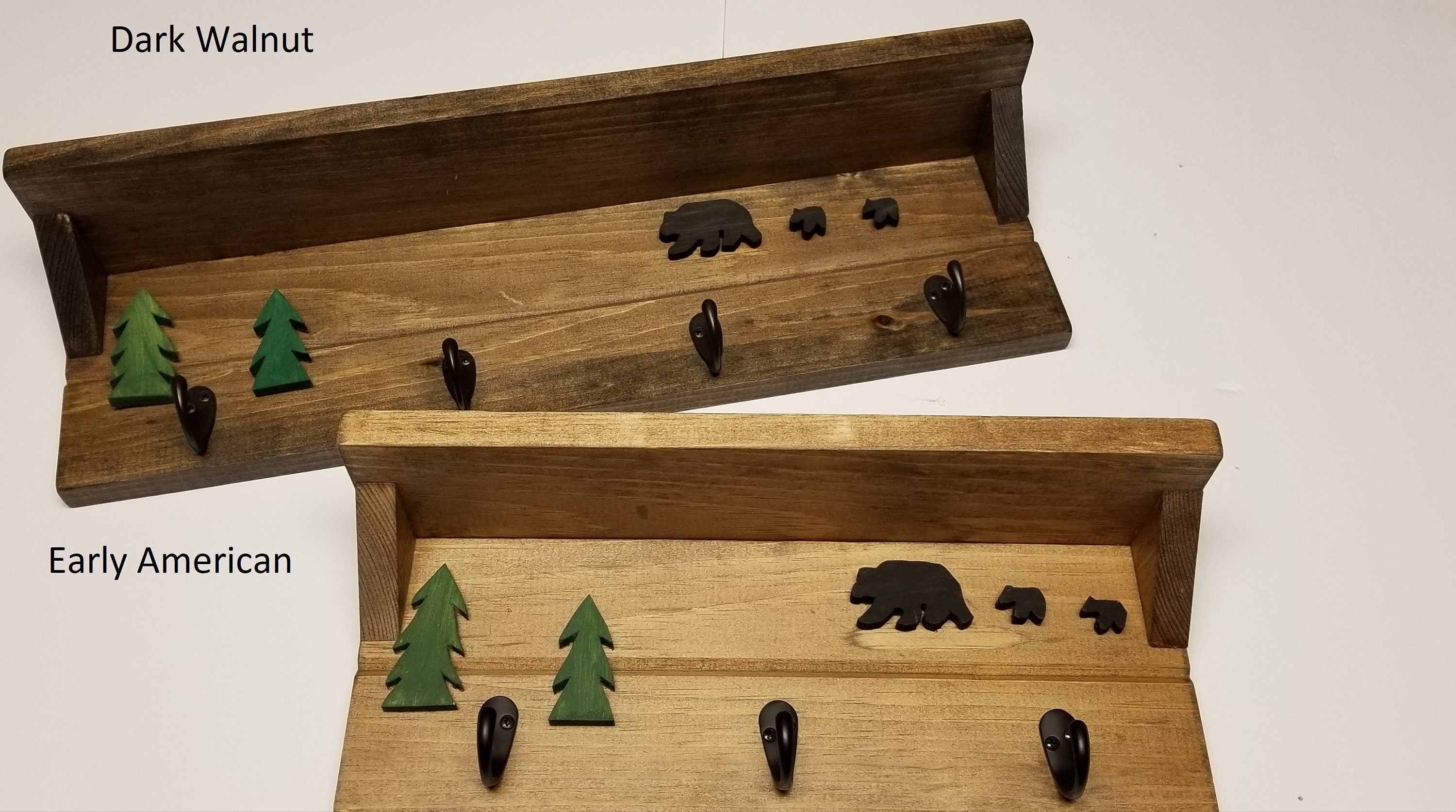Bear shelf with hooks wood shelf with hooks towel rack with | Etsy