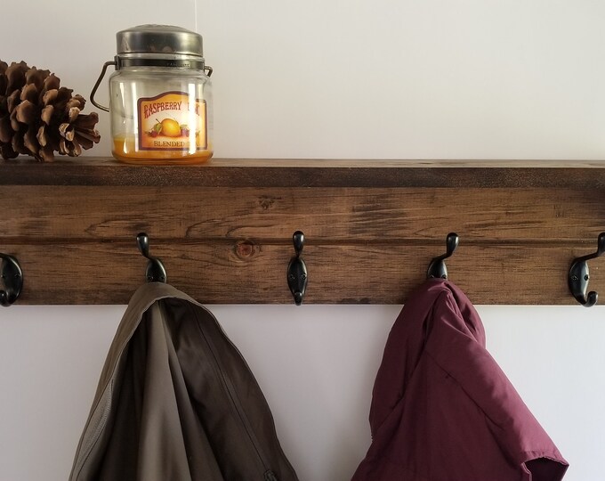 30" Coat Rack, Rustic Coat Rack With Shelf, Wood Coat Rack, Wood Shelf ...