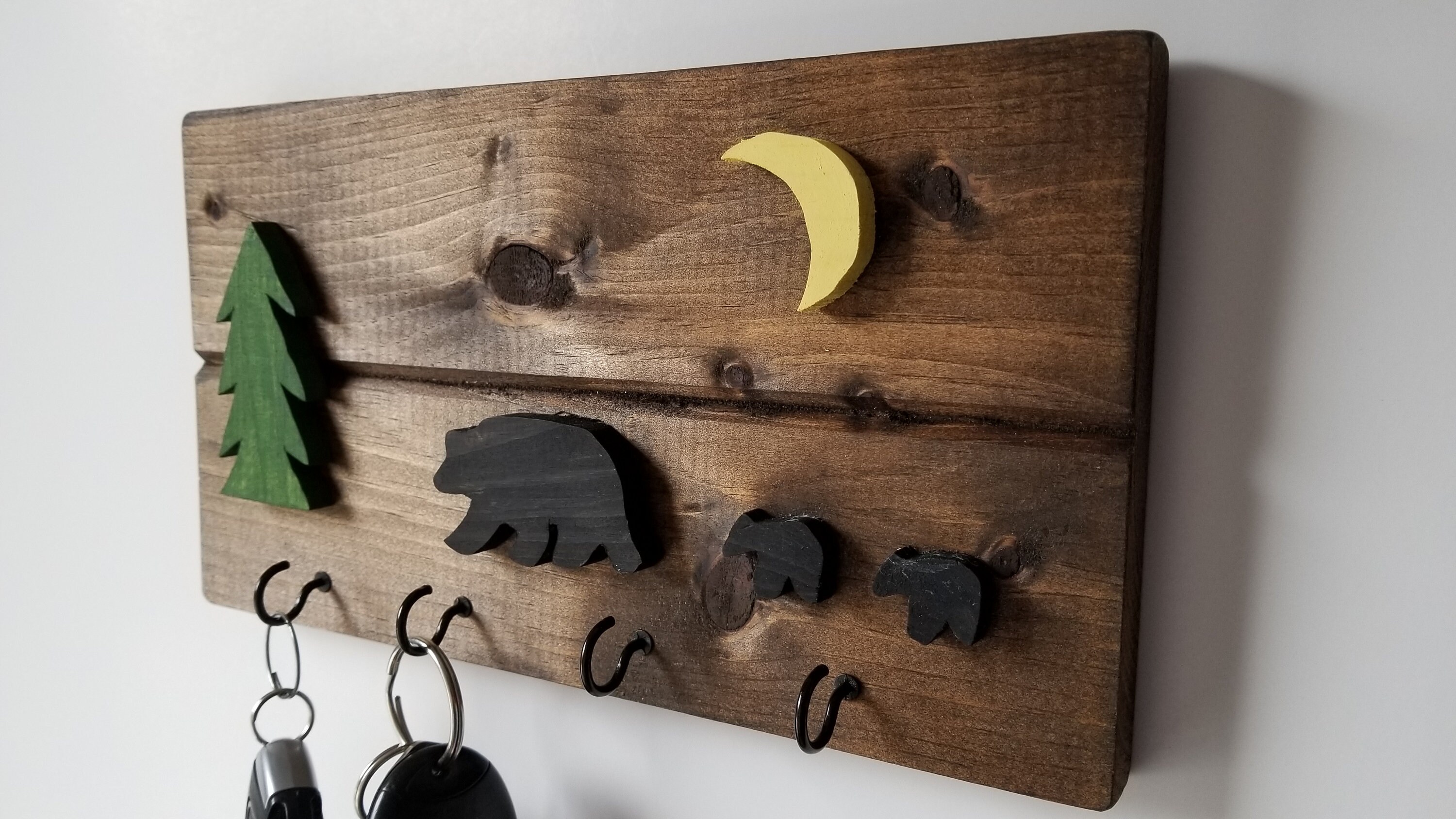 Wood Key Rack Bear Key Rack Bear Key Holder Wood Key | Etsy