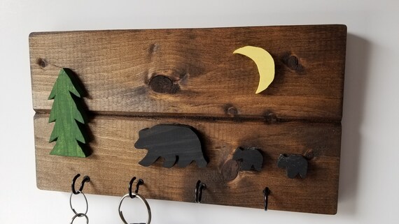 Wood Key Rack Bear Key Rack Bear Key Holder Wood Key | Etsy
