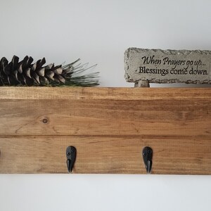 Rustic Wood Shelf With Hooks, Wood Shelf With Hooks, Entryway Shelf ...