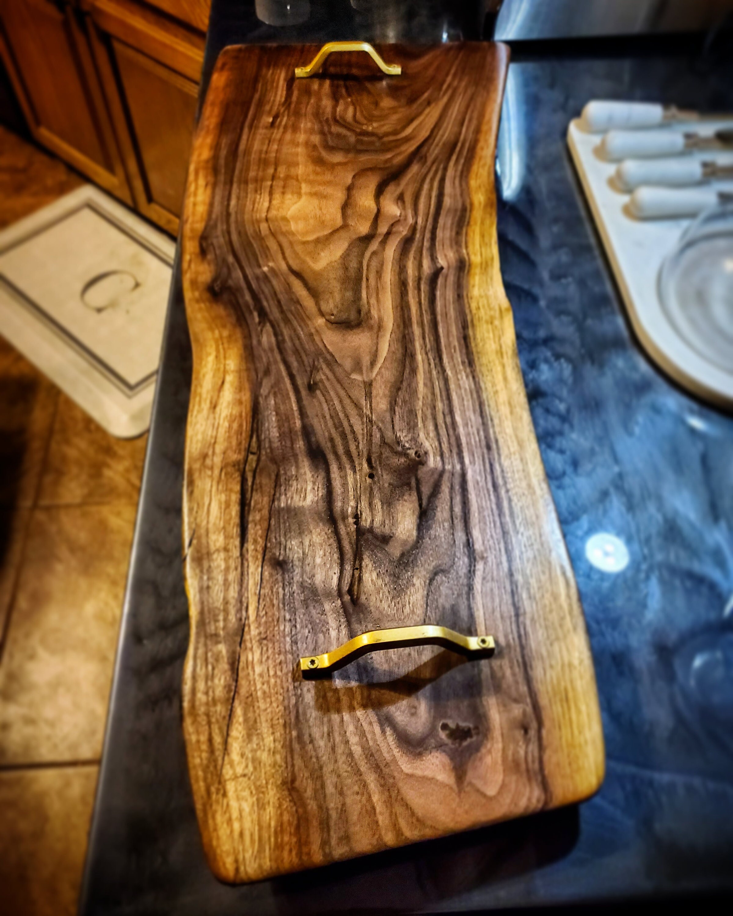 Walnut Tray With Gold Handles - Etsy