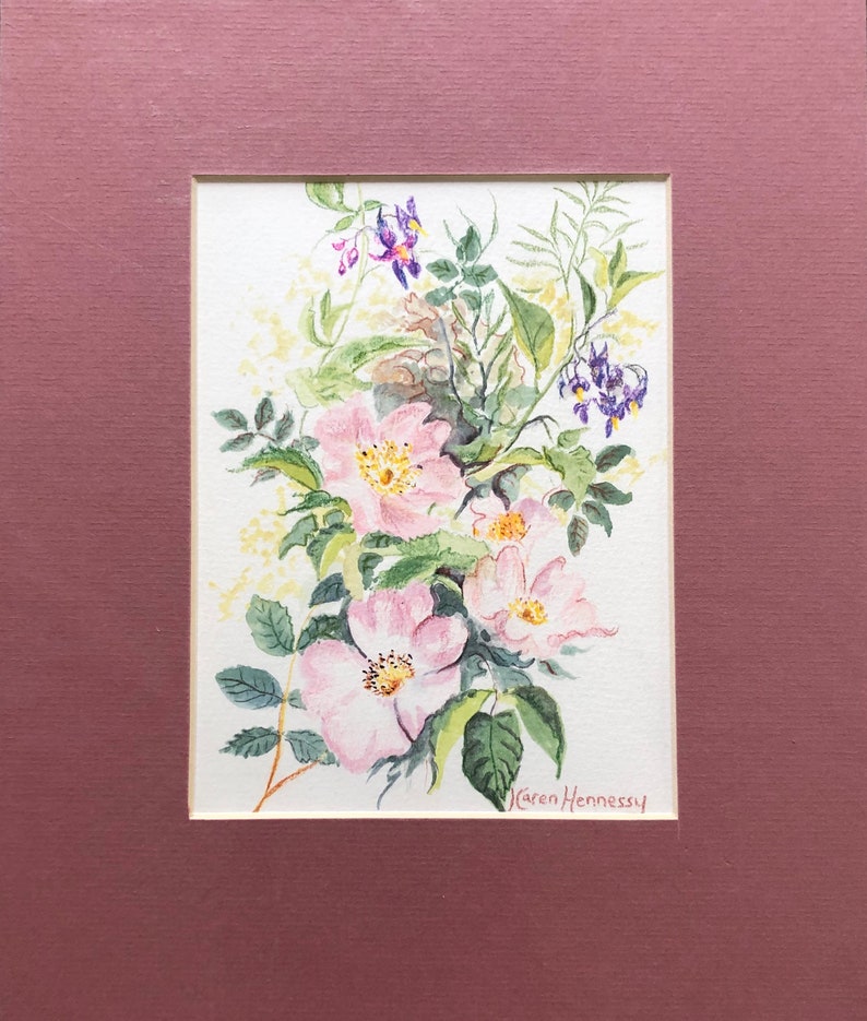 Original, Watercolour Painting of Wildrose and Nightshade. Hand Painted ...