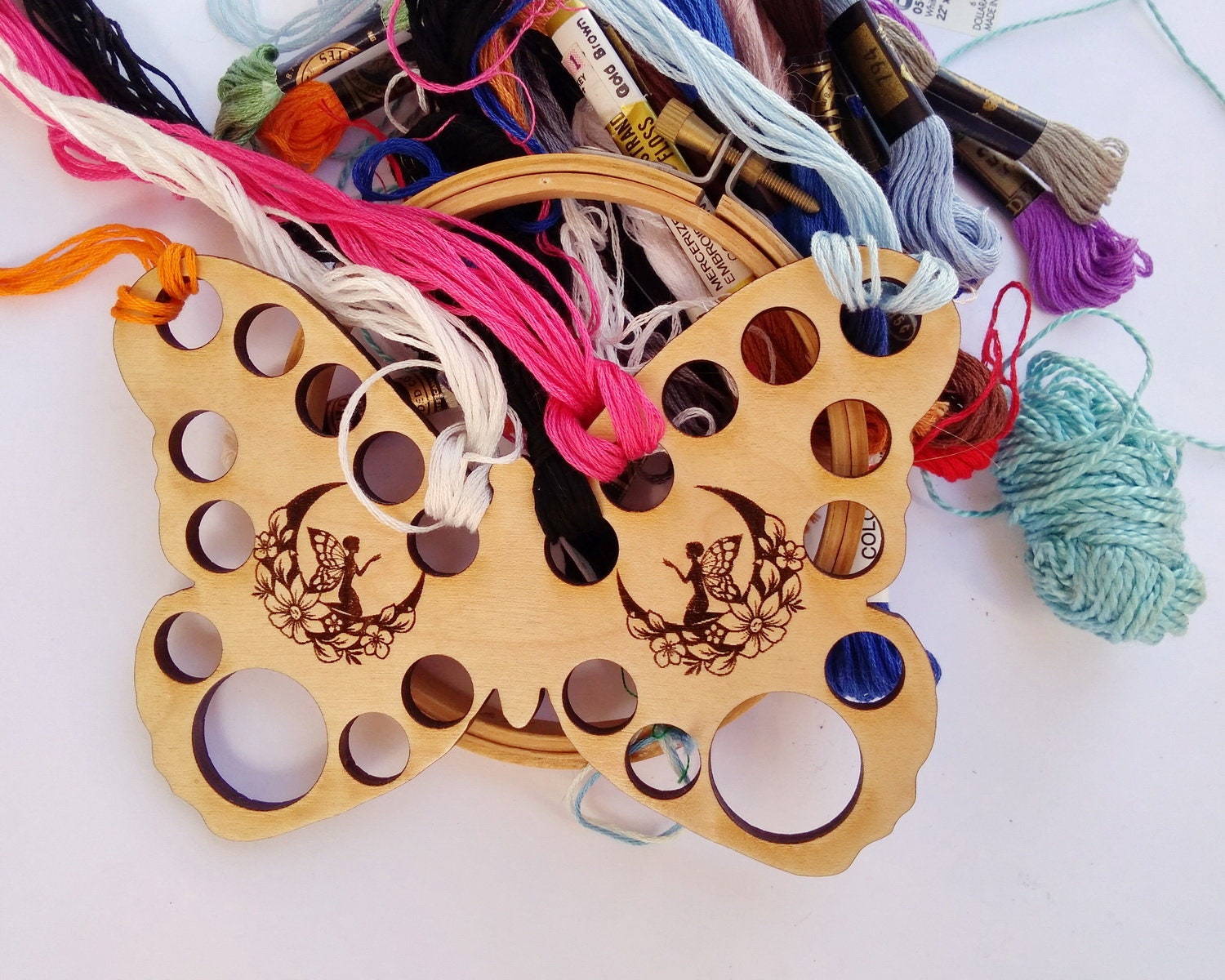 Sewing & Needlecraft Sewing & Fiber Floss & Thread Butterfly Wood ...