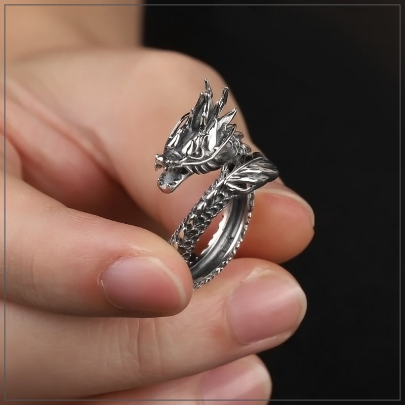 Silver Dragon Ring Fully Adjustable Animal Boho Jewelry - Etsy