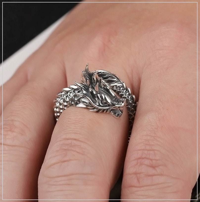 Silver Dragon Ring Fully Adjustable Animal Boho Jewelry - Etsy