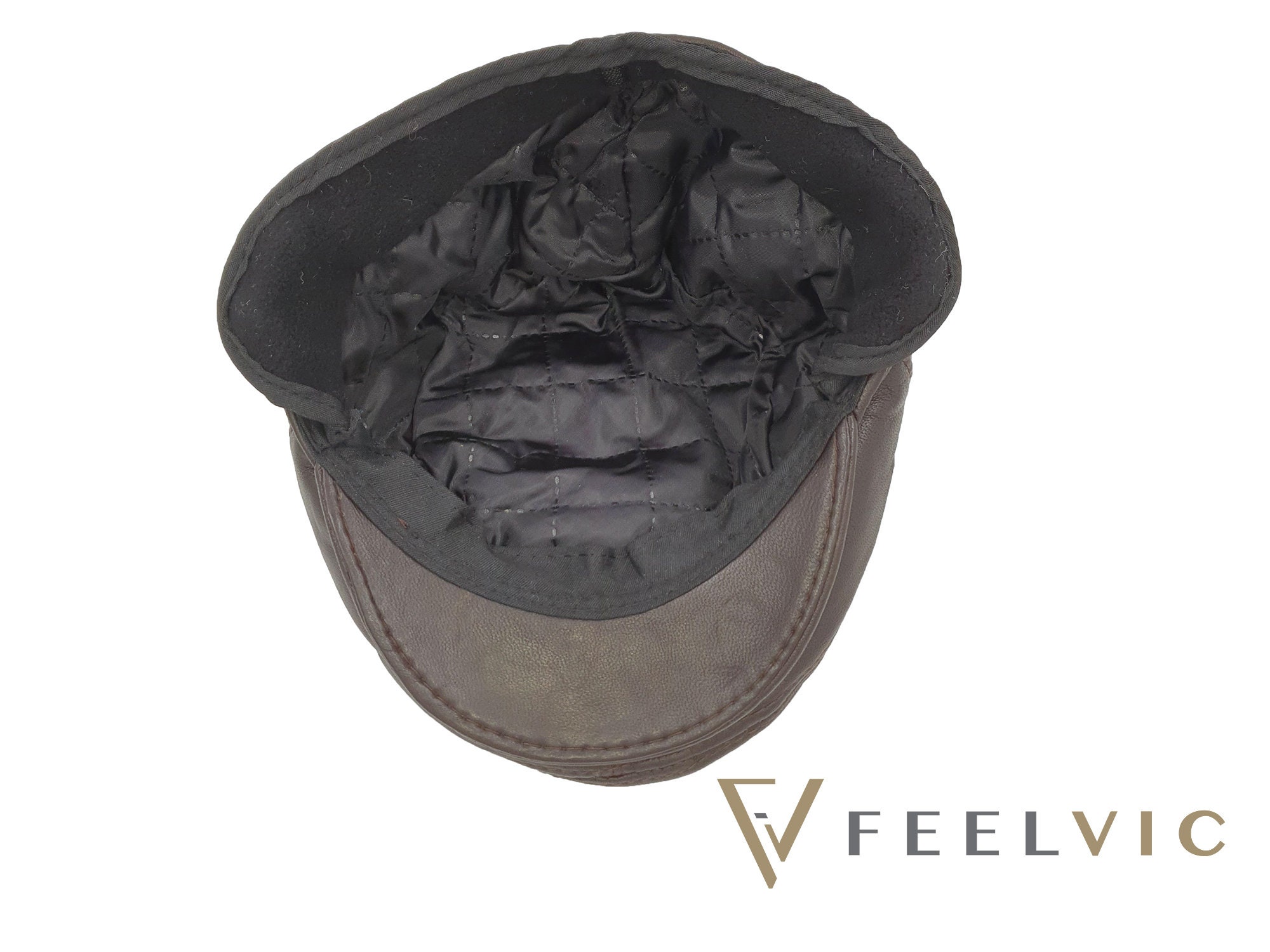 Mens Flat Cap From Real Leather With Lining and Ear Flaps , Mens Winter ...
