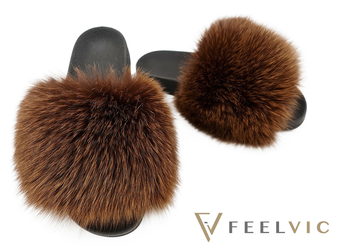 Fur Slides for Women , Work From Home With Furry Slides - Etsy